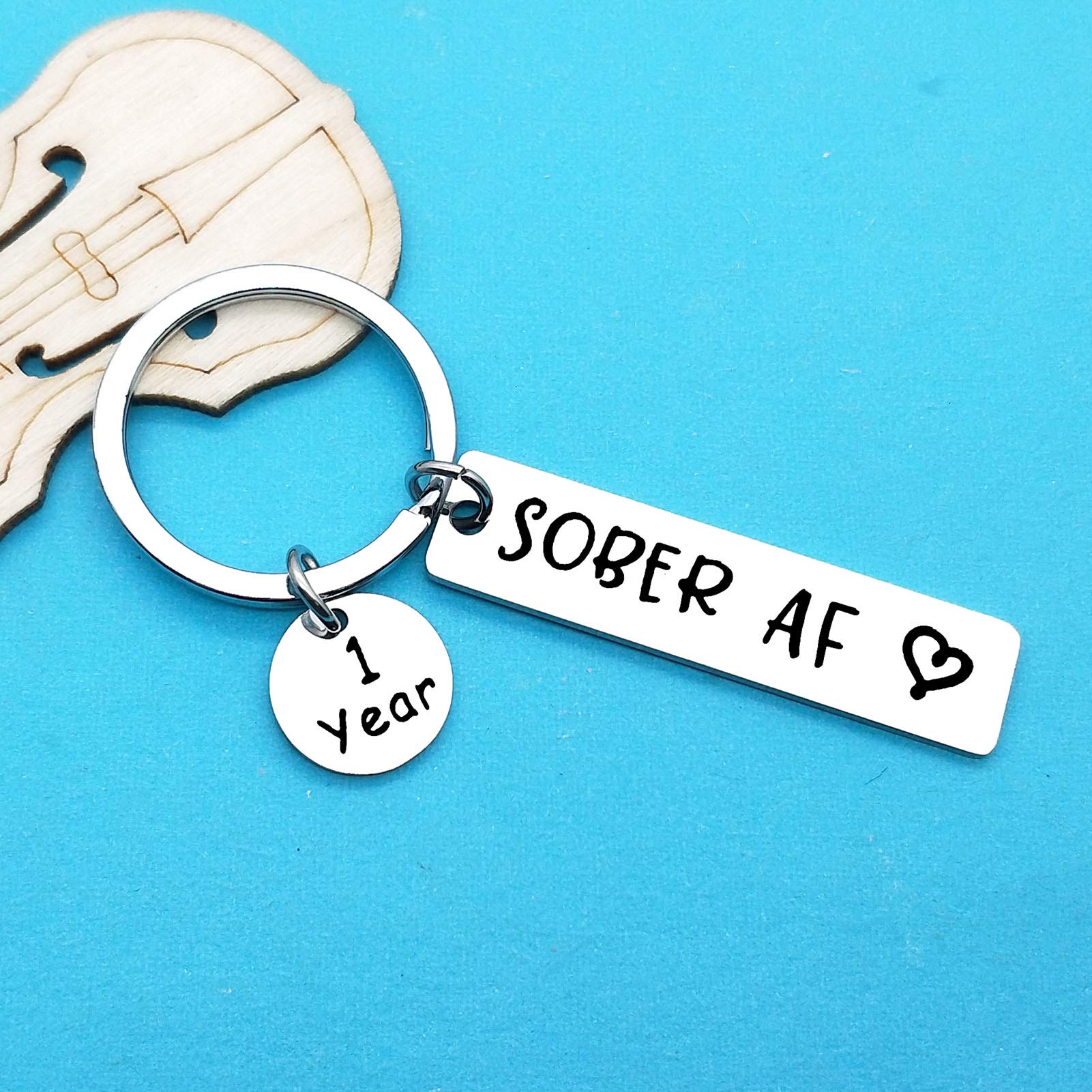 Xiahuyu Sobriety Gift Sobriety Keychain 1 Year Sobriety Anniversary Keychain Addiction Recovery Gift AA Gift NA Gift Sober AF Gift AA Recovery Sobriety Gifts for Men Women