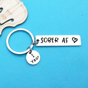 Xiahuyu Sobriety Gift Sobriety Keychain 1 Year Sobriety Anniversary Keychain Addiction Recovery Gift AA Gift NA Gift Sober AF Gift AA Recovery Sobriety Gifts for Men Women