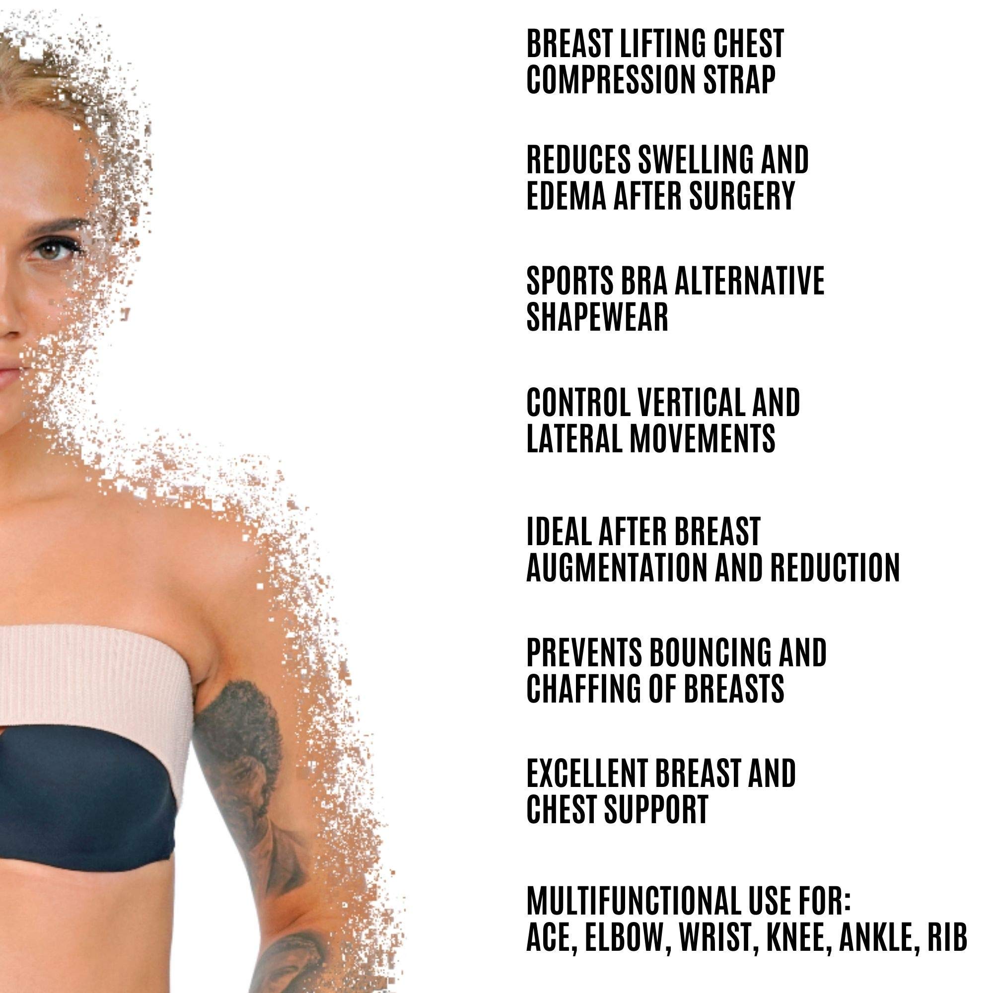 invera Breast Implant Stabilizer Band, Post Surgery Breast Augmentation and Reduction Strap, Chest Belt, Breast Support Bandage, One Size Fits All (Beige)