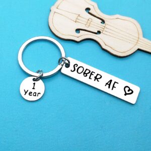 Xiahuyu Sobriety Gift Sobriety Keychain 1 Year Sobriety Anniversary Keychain Addiction Recovery Gift AA Gift NA Gift Sober AF Gift AA Recovery Sobriety Gifts for Men Women