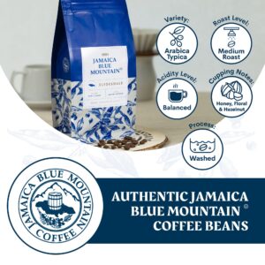 JA Coffee – 100% Jamaica Blue Mountain Coffee, Medium Roast, Whole Beans - Premium Arabica, Bag of 340 grams (0.75 Pounds - 12 ounces)