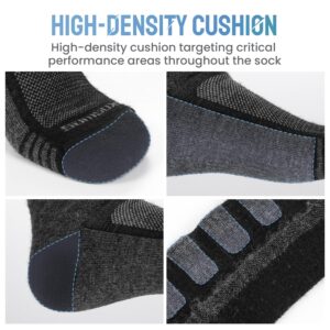 SAMSOX 2-Pair Merino Wool Ski Socks, Gray/Black L