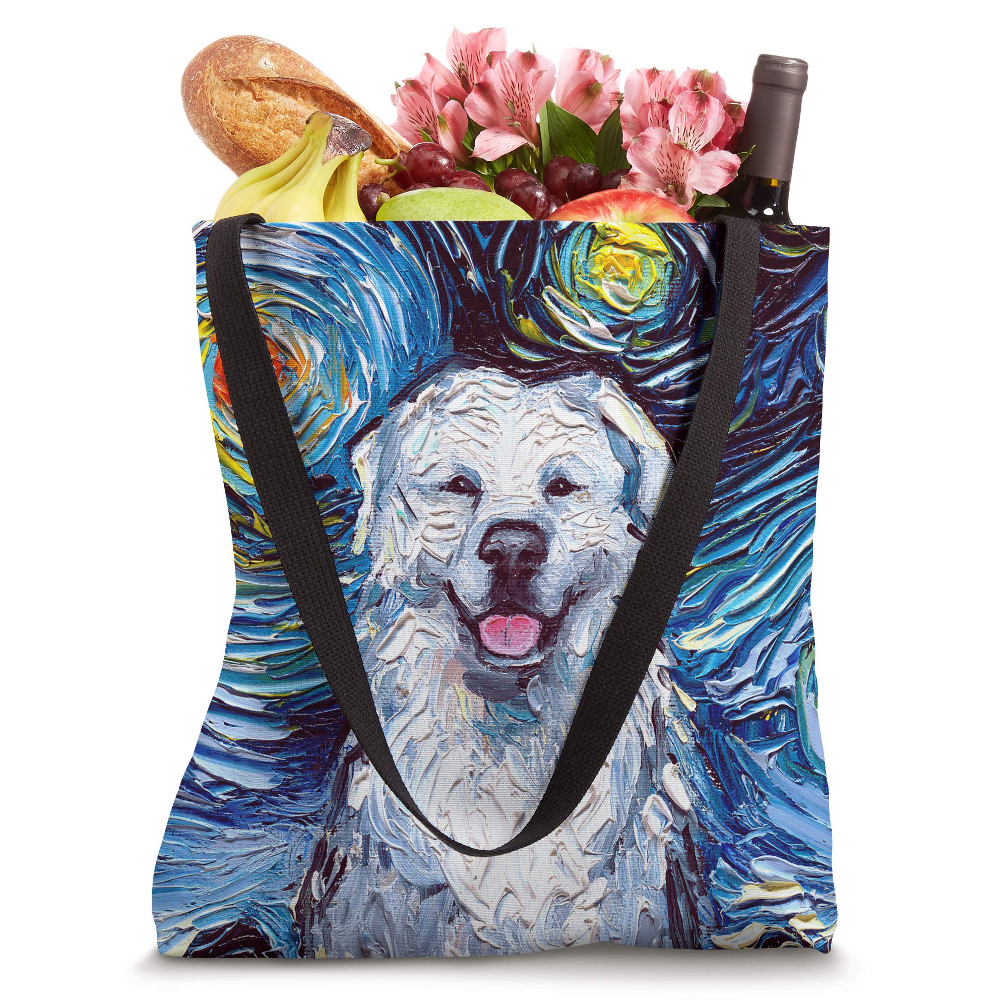 Great Pyrenees Full Version Starry Night Dog Art by Aja Tote Bag