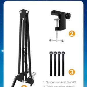 QuadCast Mic Arm Mic Stand, Boom Arm Microphone Arm for HyperX QuadCast SoloCast Blue Yeti Fifine AM8 and most Mic, Mic Stand Desk with Cable Management by SUNMON