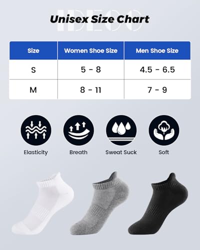 IDEGG 8 Pairs Ankle Performance Athletic Running Socks Low Cut Sports Tab Socks for Women and Men (Grey, Women Size:8-12)