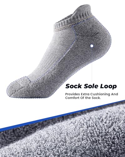 IDEGG 8 Pairs Ankle Performance Athletic Running Socks Low Cut Sports Tab Socks for Women and Men (Grey, Women Size:8-12)