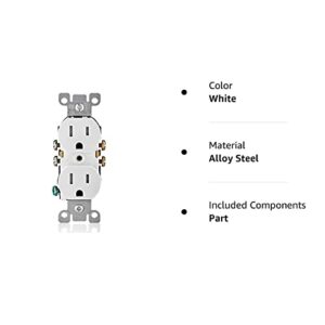 Leviton T5320-WMP M22-Straight Blade Tamper Resistant Duplex Receptacle, 125 V, 15 A, 2 Pole, 3 Wire, White, 2 Pack of 10