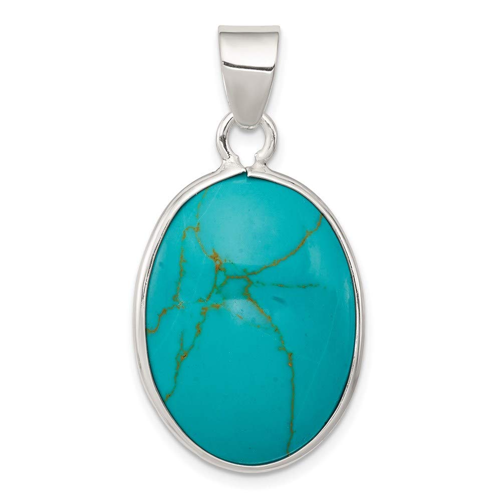 Sterling Silver Oval Turquoise Pendant QQP1323