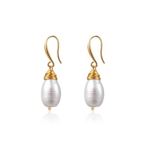 cowlyn irregular pearl earrings pendant baroque culture 14k gold hypoallergenic for women gifts jewelry