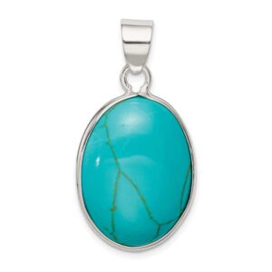 Sterling Silver Oval Turquoise Pendant QQP1323