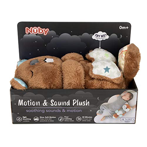 Nuby Lifelike Animated Sleeping Beaver with 8 Soothing Lullabies & 4 Calming White Noises, 30 Min Non-Stop