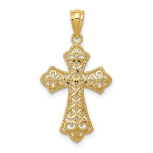 14k Polished Filigree Cross Pendant QK6273