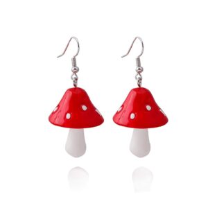 handmade colorful mushroom shape dangle earrings sweet fresh chic charm mushroom pendant drop earrings for women