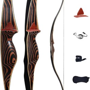 Deerseeker Archery 54" Traditional Bow Hunting Longbow with Bamboo Core Limbs Handmade Recurve Bow RH/LH for Targeting Practice Shooting Youth & Adults Bow Set 20-80lbs