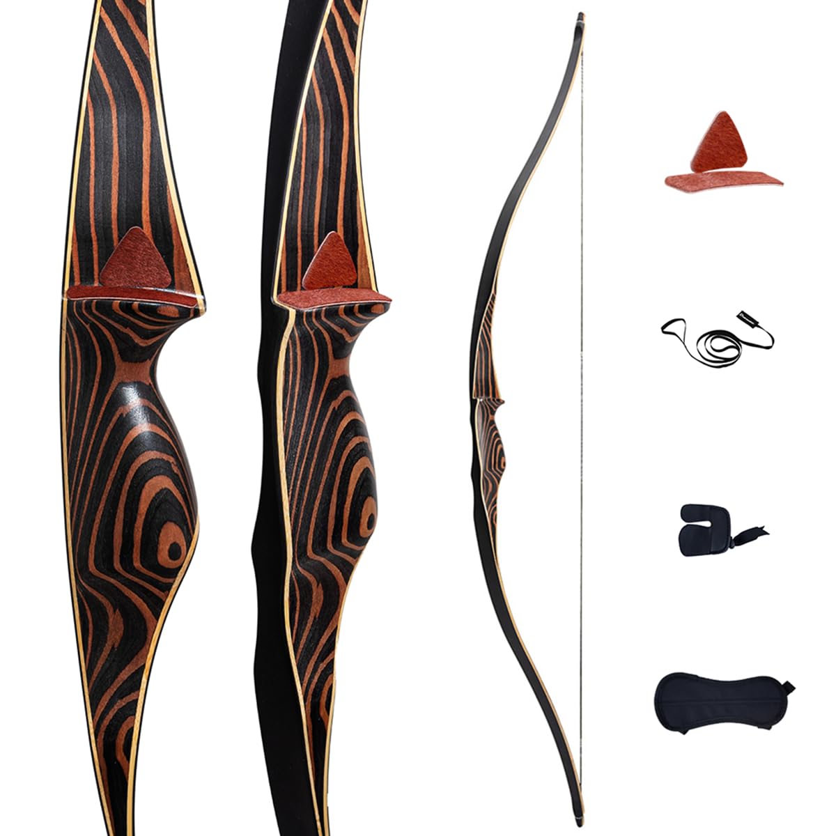 Deerseeker Archery 54" Traditional Bow Hunting Longbow with Bamboo Core Limbs Handmade Recurve Bow RH/LH for Targeting Practice Shooting Youth & Adults Bow Set 20-80lbs