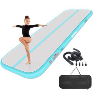 ppxia air mat tumble track gymnastics mat, inflatable tumbling mat 10ft with electric air pump for home use/cheerleading/gym/outdoor/yoga/water/school use