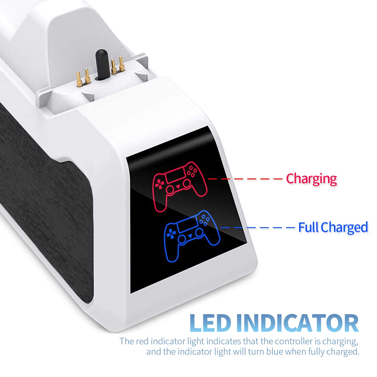 OSTENT Fast Charger Charging Station for Sony PS5 PlayStation 5 Wireless Bluetooth DualSense Controller Color White