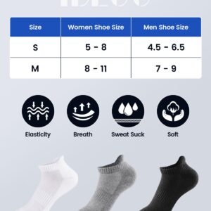 IDEGG 8 Pairs Ankle Performance Athletic Running Socks Low Cut Sports Tab Socks for Women and Men