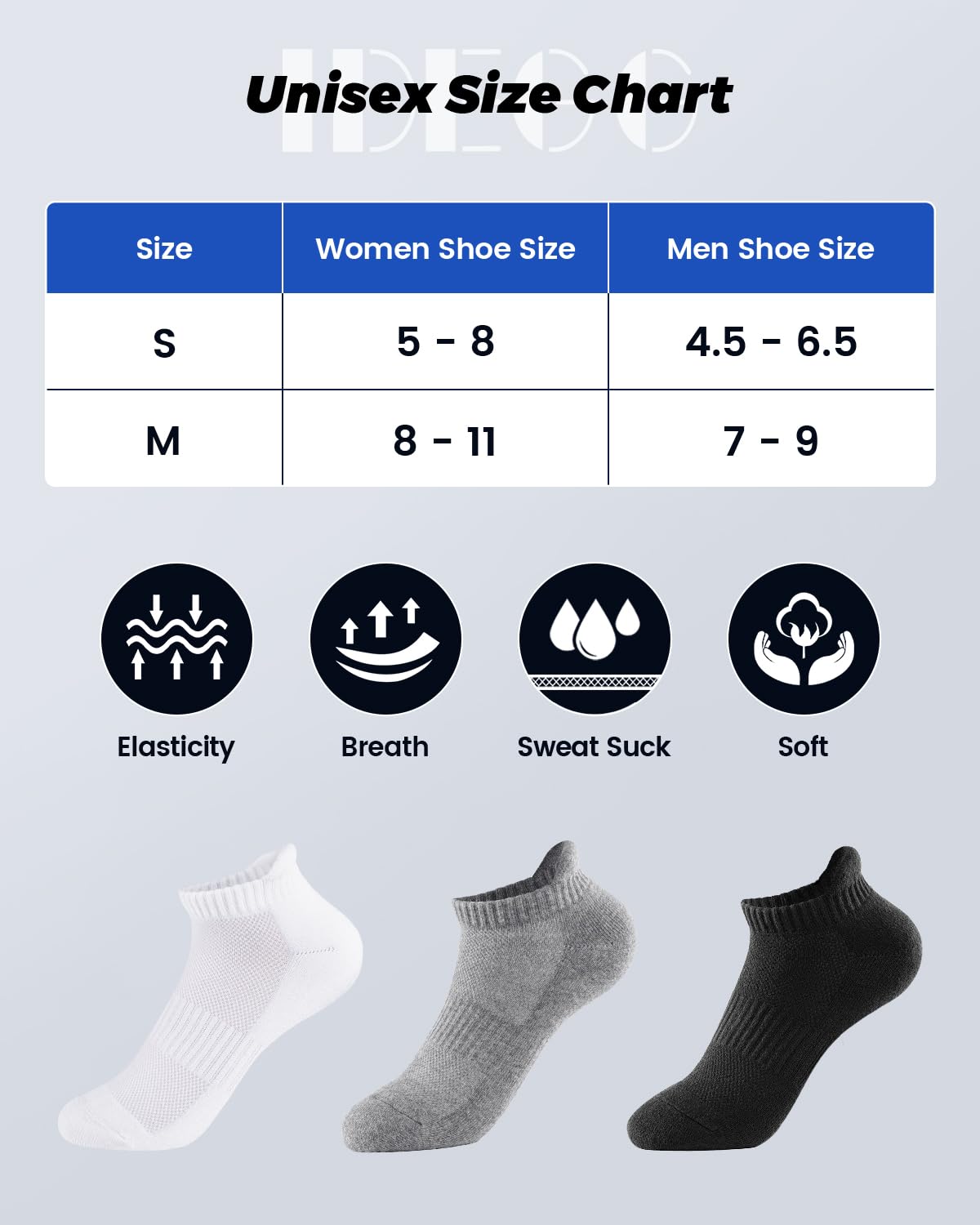 IDEGG 8 Pairs Ankle Performance Athletic Running Socks Low Cut Sports Tab Socks for Women and Men