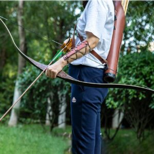 Deerseeker Archery 54" Traditional Bow Hunting Longbow with Bamboo Core Limbs Handmade Recurve Bow RH/LH for Targeting Practice Shooting Youth & Adults Bow Set 20-80lbs