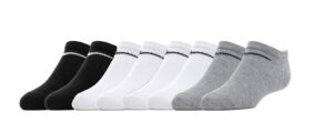 nike kids unisex 8-pack lightweight no-show socks - black/white/grey - 5-7 yrs (10c-3y)