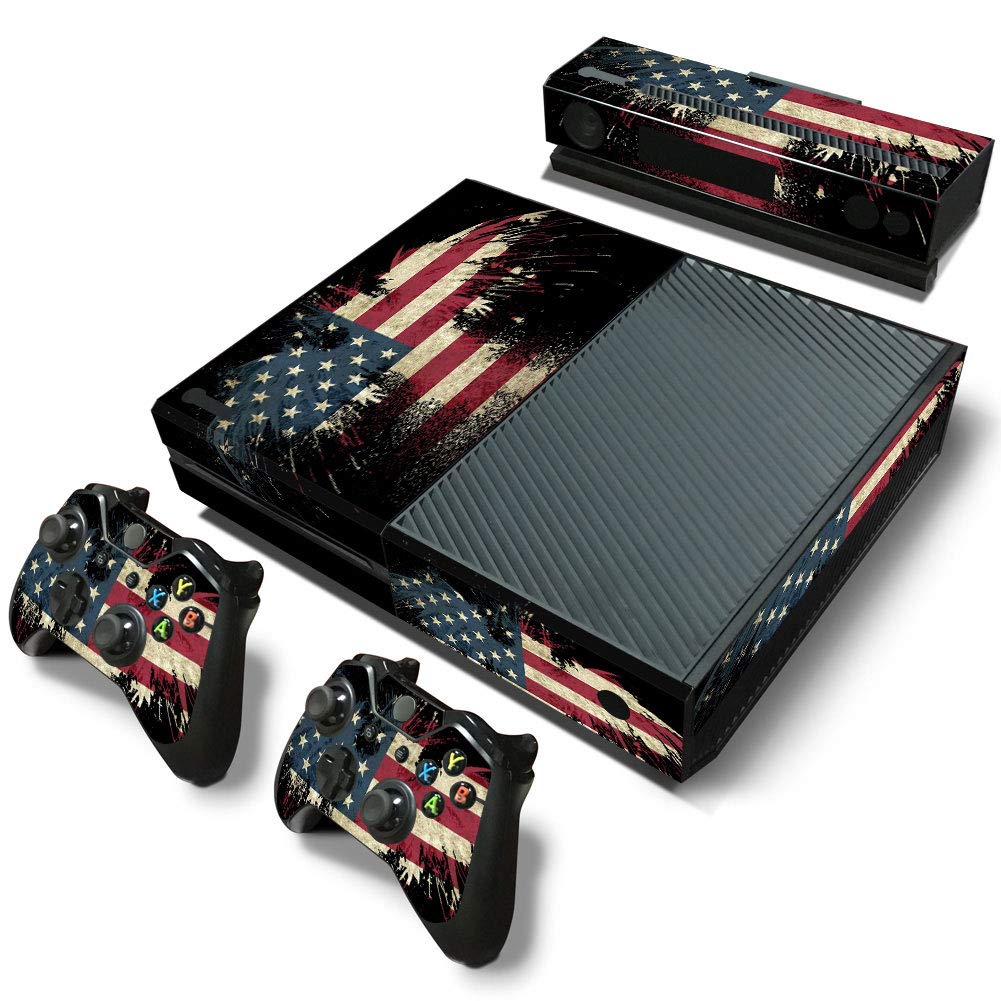 UUShop Protective Vinyl Skin Decal Cover for Xbox One Faded American Flag