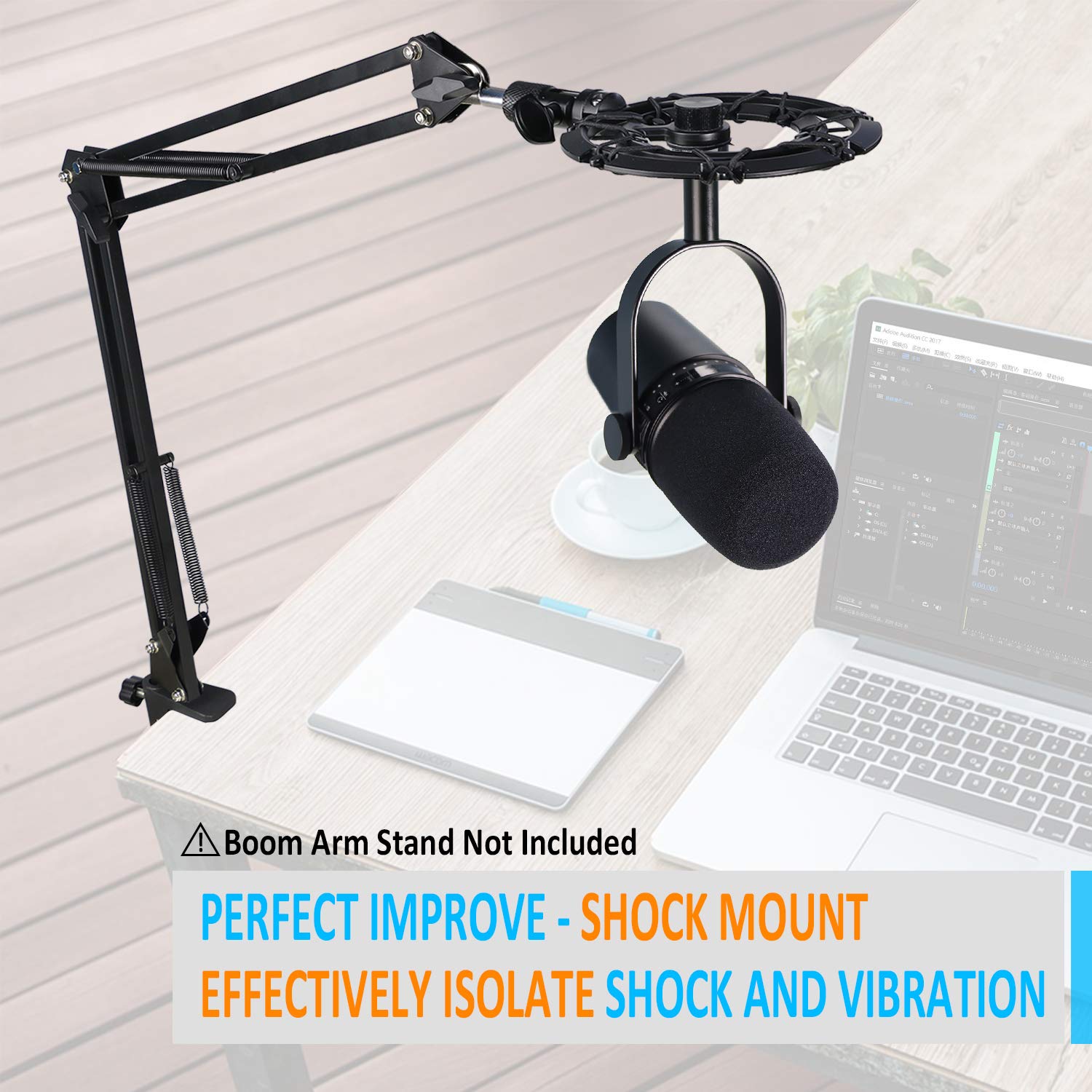 SUNMON Shure MV7 Shock Mount Compatible with Shure MV7 Microphone, MV7 Shock Mount Reduces Vibration Noise Matching Mic Stand Boom Arm by SUNMON