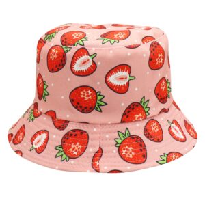 umeepar unisex reversible packable bucket hat sun hat for men women (strawberry)