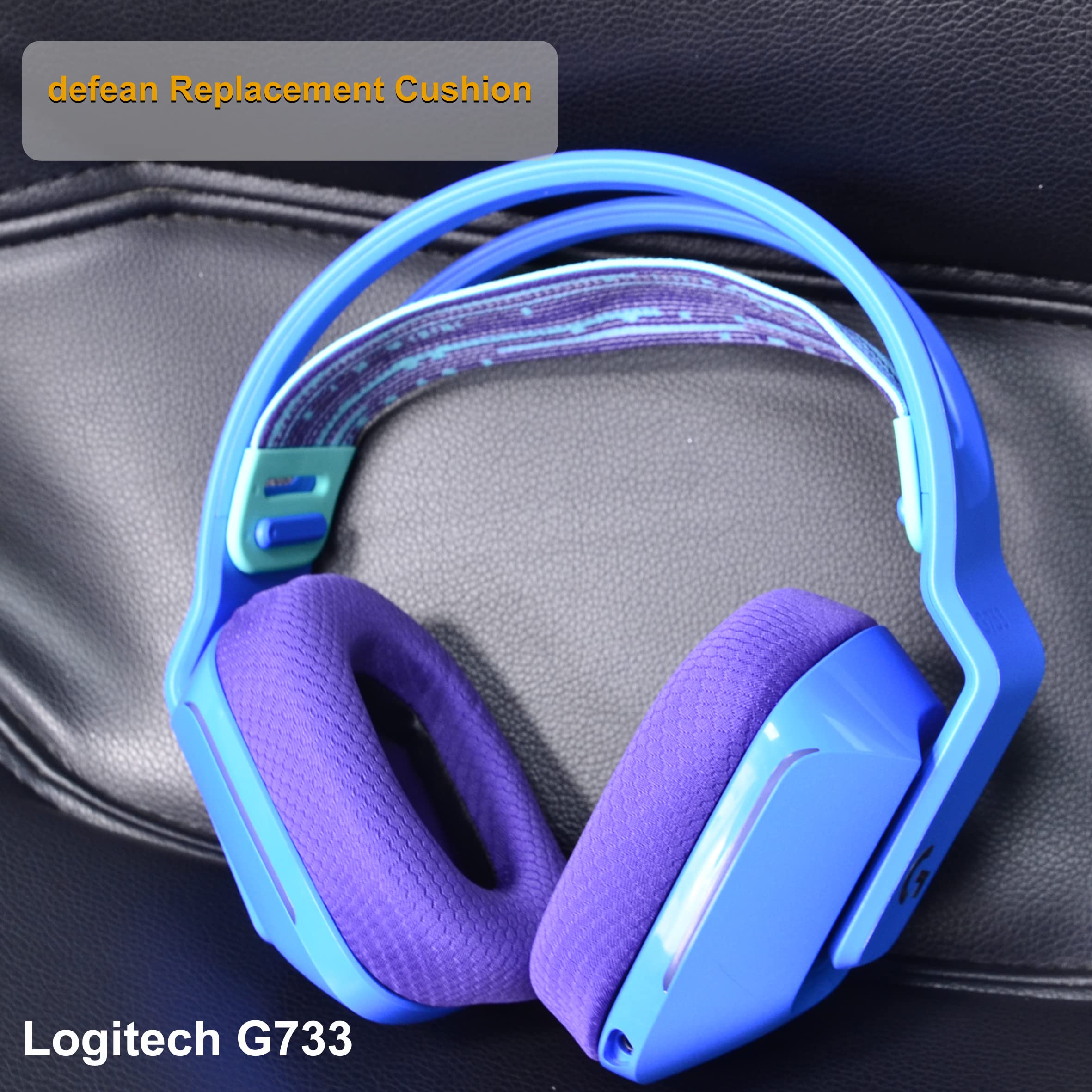 G733 Earpads - defean Replacement Ear Cushion Cover Compatible with Logitech G733 G 733 Lightspeed Wireless Gaming Headset,Ear Pads with Durable Mesh Fabric, Comfort Noise Isolation Foam (Purple)