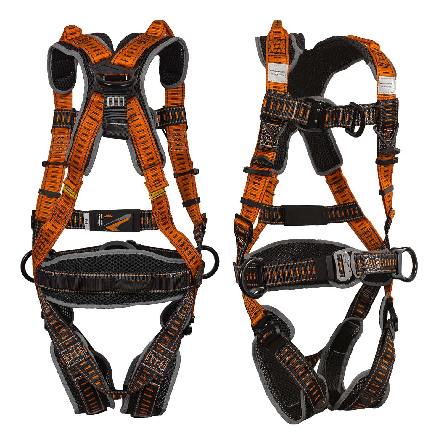 Malta Dynamics Razorback Elite MAXX Sternal D-Ring Safety Harness Fall Protection, Aluminum Quick Connect Buckles, Sewn-In Safety Belt, Small-Medium Option