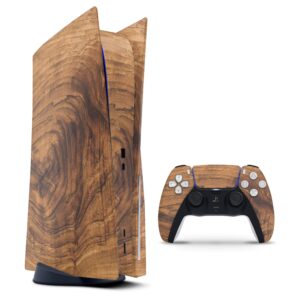 design skinz raw wood planks v11 - full-body cover wrap decal skin-kit compatible with the sony playstation 5 console (disc drive) + controller