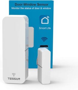 smart door sensor 2 pack, tessan wifi window contact sensor work with amazon alexa, google assistant, no hub required, trigger phone notification, phone alarm, programmable with smart life devices