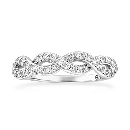 10K White Gold 1/2 Cttw Lab Grown Diamond Twisted Infinity Band Style Ring (G-H Color, SI1-SI2 Clarity) - Size 7