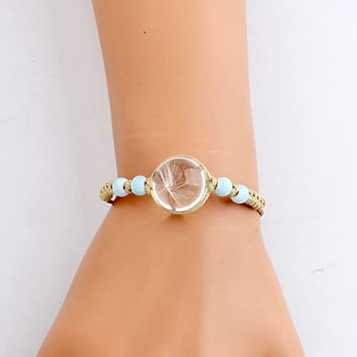 WUSUANED Dandelion Glass Bracelet Make A Wish Jewelry Gift For Women (Dandelion bracelet)