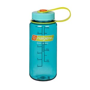 nalgene sustain tritan bpa-free water bottle made with material derived from 50% plastic waste, 16 oz, wide mouth, cerulean sustain