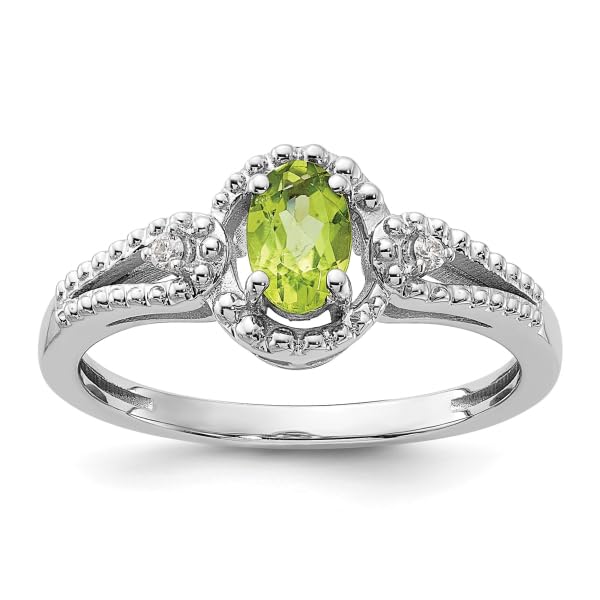 IceCarats 925 Sterling Silver Green Peridot Diamond Ring Gemstone Band August Birthstone Jewelry Size 10