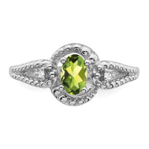 IceCarats 925 Sterling Silver Green Peridot Diamond Ring Gemstone Band August Birthstone Jewelry Size 10