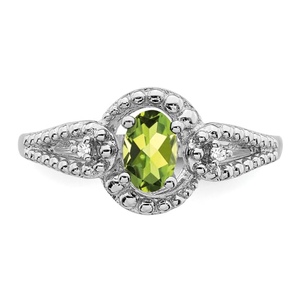 IceCarats 925 Sterling Silver Green Peridot Diamond Ring Gemstone Band August Birthstone Jewelry Size 10