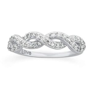 10k white gold 1/2 cttw lab grown diamond twisted infinity band style ring (g-h color, si1-si2 clarity) - size 7