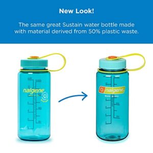 Nalgene Sustain Tritan BPA-Free Water Bottle Made with Material Derived From 50% Plastic Waste, 16 OZ, Wide Mouth, Cerulean Sustain