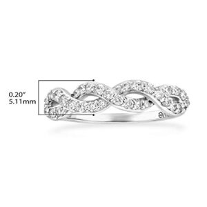 10K White Gold 1/2 Cttw Lab Grown Diamond Twisted Infinity Band Style Ring (G-H Color, SI1-SI2 Clarity) - Size 7