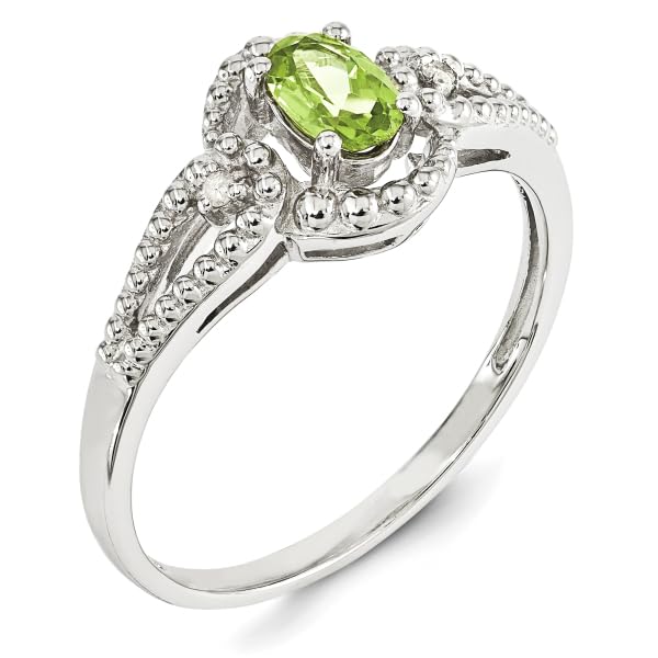 IceCarats 925 Sterling Silver Green Peridot Diamond Ring Gemstone Band August Birthstone Jewelry Size 10