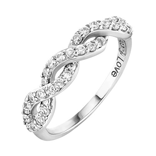 10K White Gold 1/2 Cttw Lab Grown Diamond Twisted Infinity Band Style Ring (G-H Color, SI1-SI2 Clarity) - Size 7