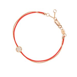 chow sang sang 18k red gold round-plated carat (g-h color, si clarity) diamond red thread bracelet for women 87070b (rose gold, 7.4 inches, (19 cm))