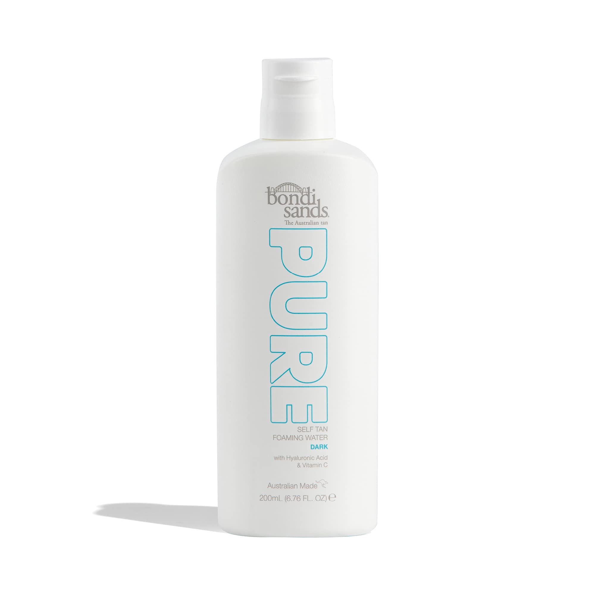 Bondi Sands PURE Dark Self-Tanning Foaming Water | Hydrates with Hyaluronic Acid for a Flawless Tan, Fragrance Free, Cruelty Free, Vegan | 6.76 Oz/200 mL