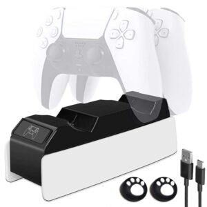 charging station for ps5 wireless controller, with rocker cap, upgraded fast charger dock for ps5, compatible with playstation 5 charger adapter, wireless controller charging dock, white