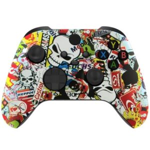 moddedzone custom wireless unmodded controller for xbox one s/x and pc with exclusive and unique designs - the perfect gaming gift for enthusiasts, expertly crafted in the usa sticker bomb