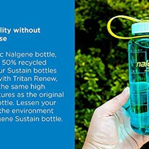 Nalgene Sustain Tritan BPA-Free Water Bottle Made with Material Derived From 50% Plastic Waste, 16 OZ, Wide Mouth, Cerulean Sustain