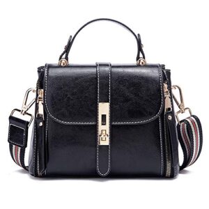 zhongningyifeng crossbody purse for women shoulder bag soft leather waterproof fashion handbag small upgrade (black)