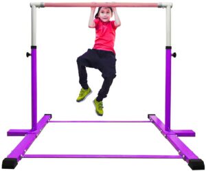 sl power gymnastic kip bar,horizontal bar for kids girls junior,3' to 5' adjustable height,home gym equipment,ideal for indoor and home training,1-4 levels,300lbs weight capacity